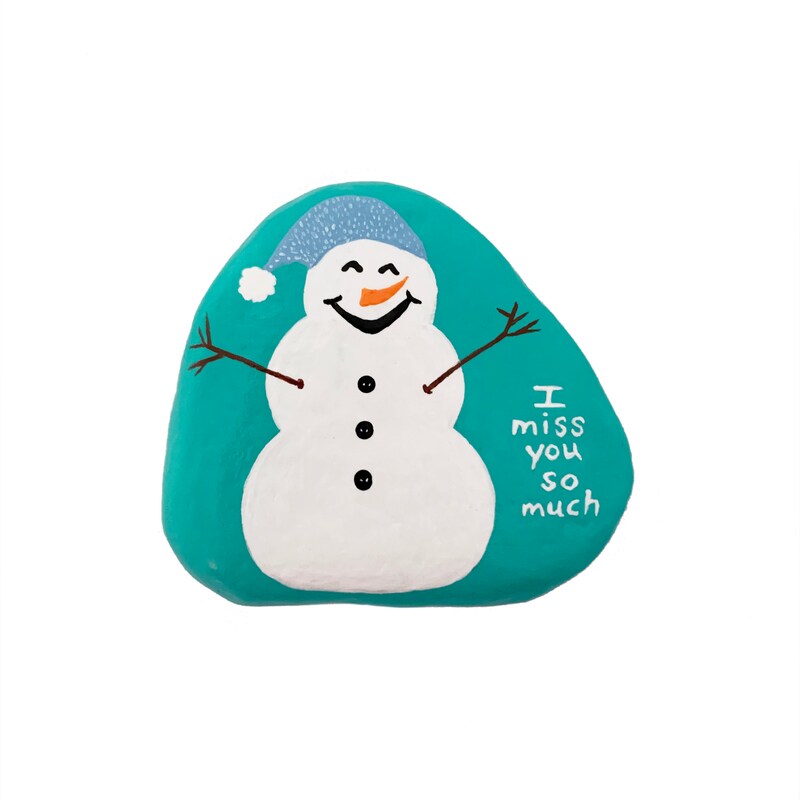 Painted Snowman Rocks - Etsy
