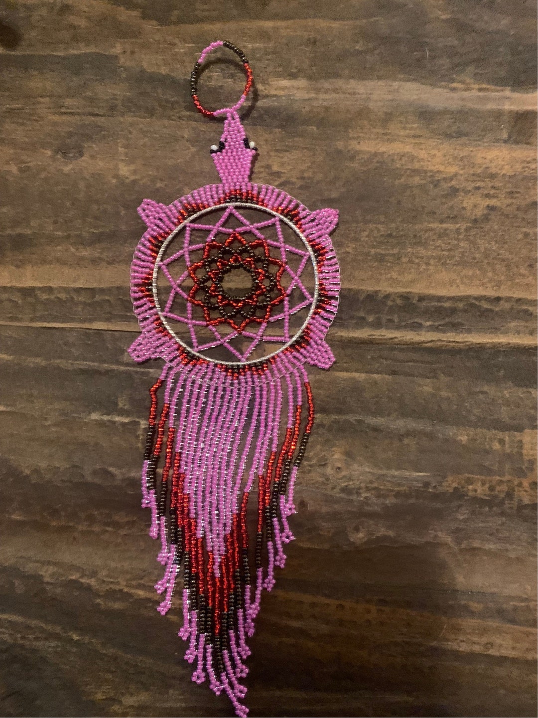Handmade Guatemalan Beaded Turtle Dreamcatcher Ornament Gift Decoration ...