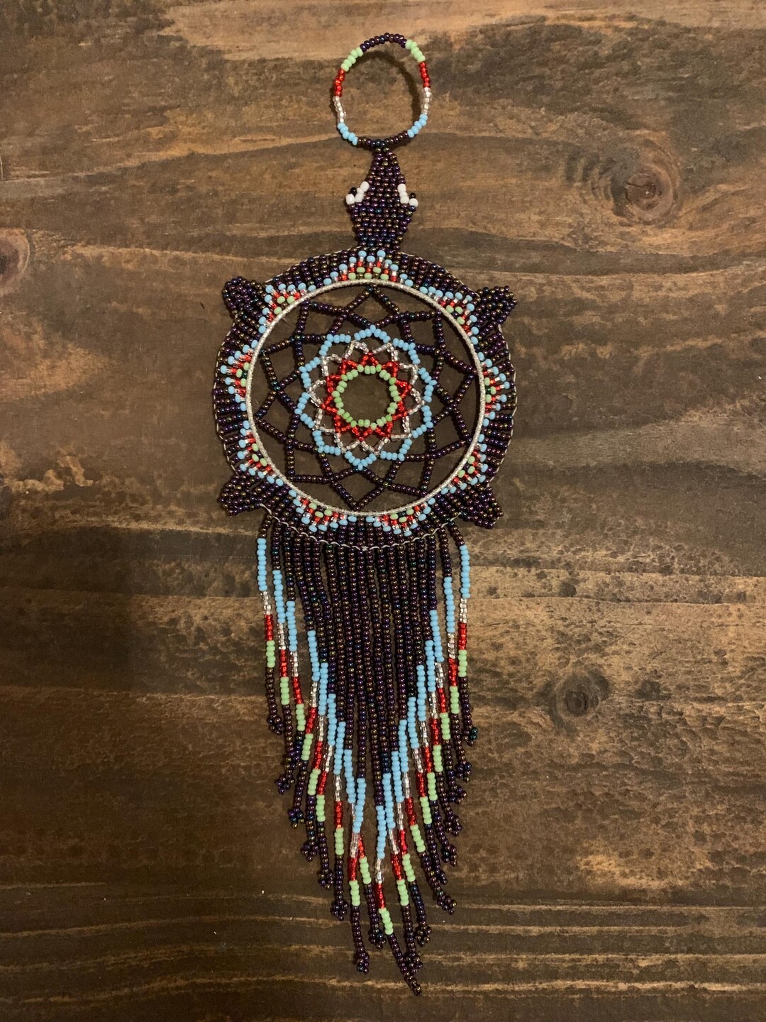 Handmade Guatemalan Beaded Turtle Dreamcatcher Ornament Gift Decoration ...