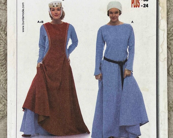 Burda 7977 Medieval Cotehardie Gown, Sideless Surcote and Medieval Hat ...