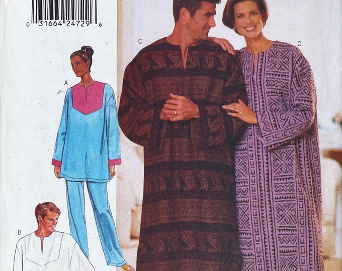 Butterick 4789 1990s Unisex Caftan, Tunic and Pants Pattern Size L-XL ...