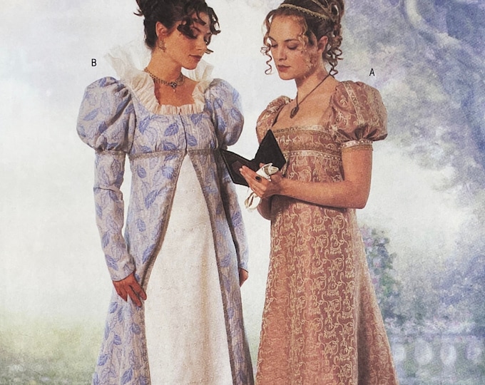 Butterick 6630 - Regency Redingote Coat and Empire Waist Gown With Puff ...