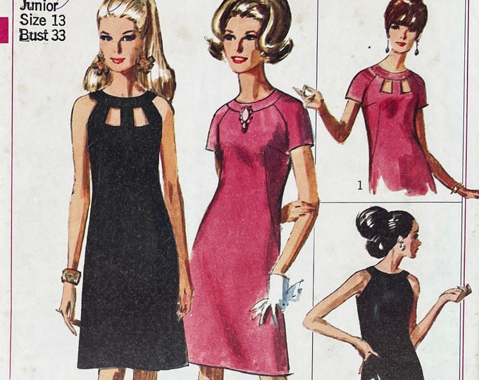 Simplicity 6838 - 1960s Raglan Halter A-line Dress Pattern With Peek-a ...