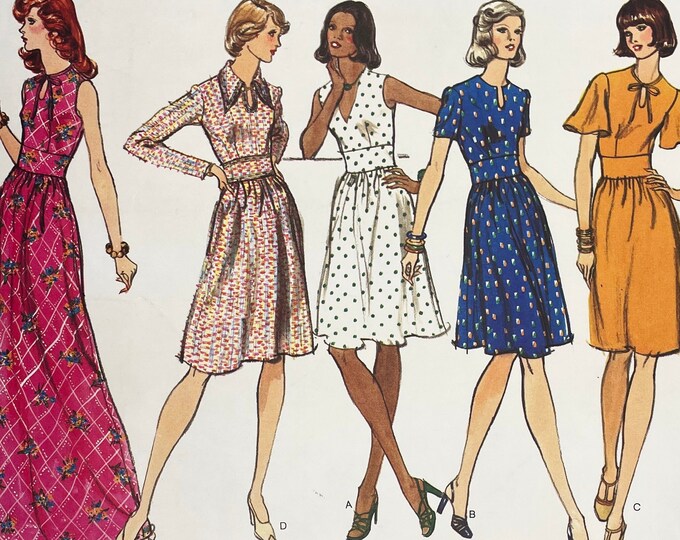 Vogue 1029 - 1970s Dress in 5 Styles Pattern With Shaped Midriff and ...
