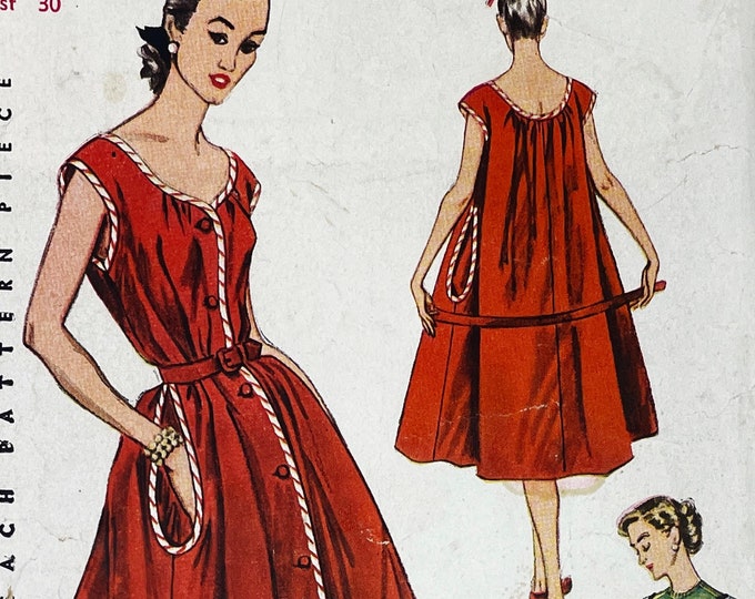Simplicity 4078 missing Guide Rare 1950s Button up Tent Dress With ...