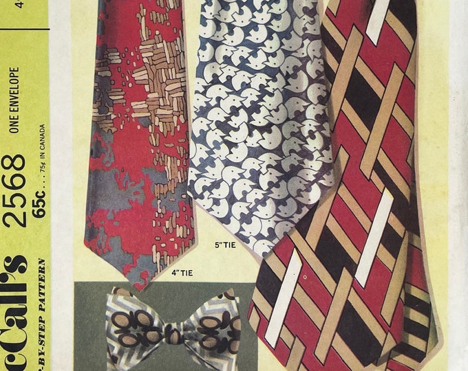 Mccall's 2568 - 1970s Men's Jiffy Ties 4"-5" Wide Tie and Bowtie ...