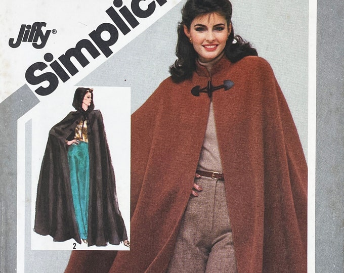 Simplicity 5199 - 1980s Floor Length Hooded Cape Jiffy Pattern - Size ...