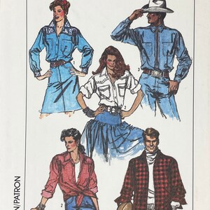 Simplicity 8178 - 1980s Unisex Western Wear Shirt - Size Medium ( 35-36 ...