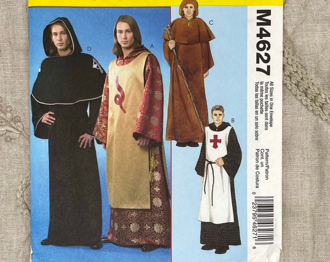 Mccall's 4627 - Mens Monk, Knights Templar, Friar Tuck Costume Pattern ...