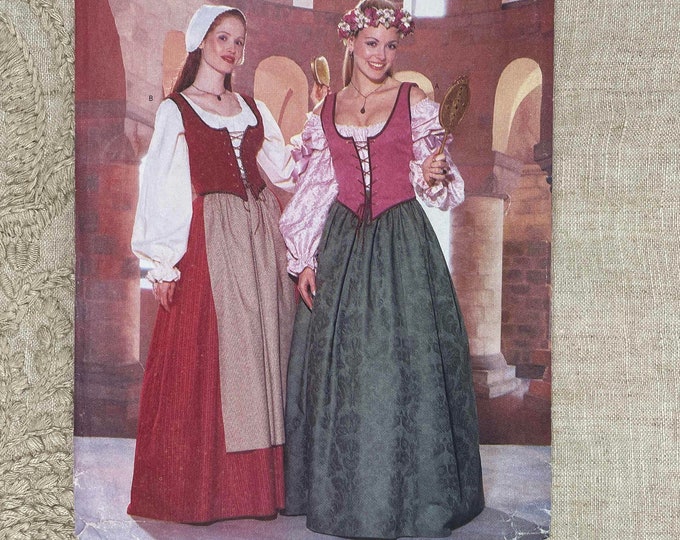 Butterick 6196 Renaissance Dress Pattern With Lace up Vest Size 6-10 30 ...
