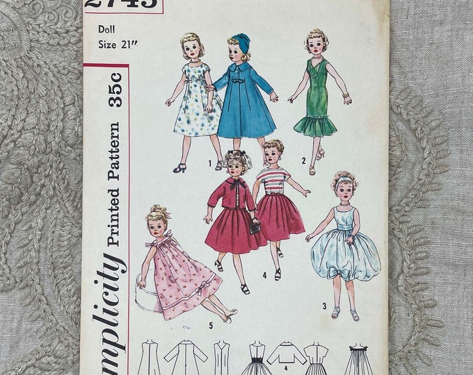 Simplicity 2745 Original Doll Wardrobe Pattern for Miss Revlon and ...