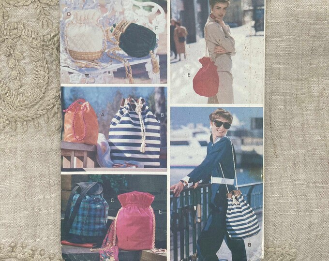 Vogue 8070 - 1990s Bucket Bag and Reticule Purse Pattern - 8-16" Tall ...