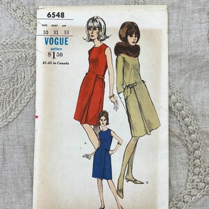 Vogue 6548 - 1960s A-line Dress Pattern With Front Panel and Side ...
