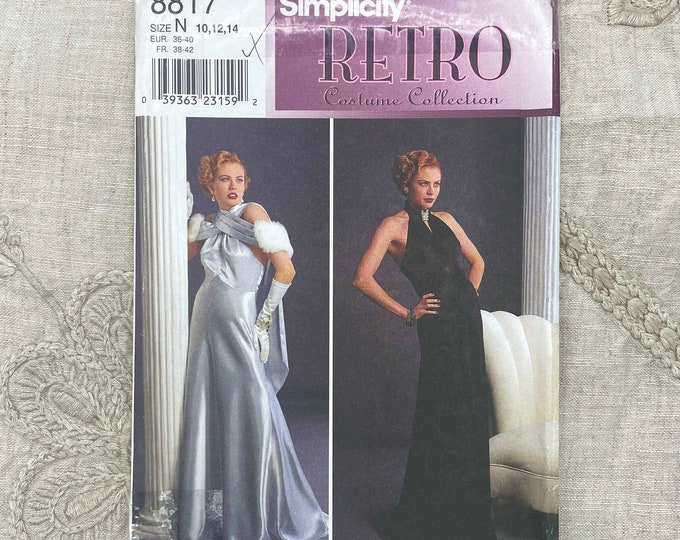 Simplicity 8817 Old Hollywood Bias Cut Evening Gown Pattern Size 16-20 ...