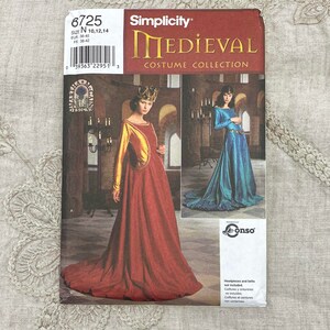 Simplicity 8725 Medieval Cotehardie Gown and Sideless Surcote Size 4-8 ...