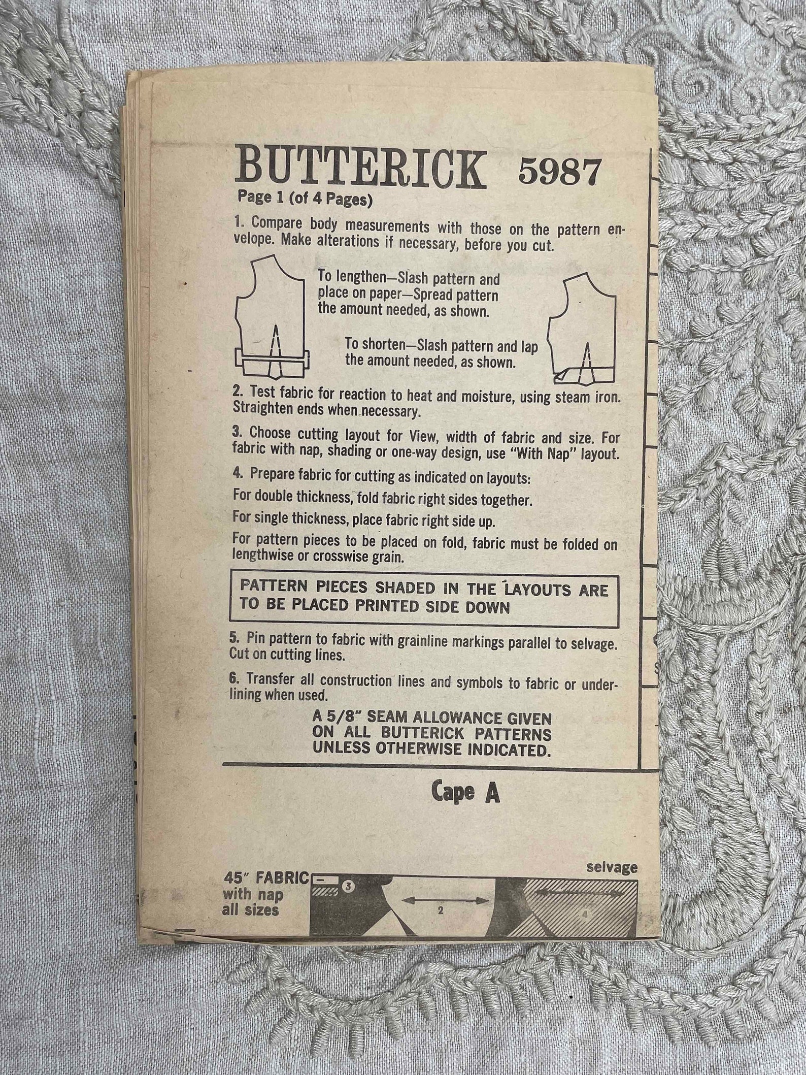 Butterick 5987 1970s Floor Length Hooded Cape Pattern With - Etsy