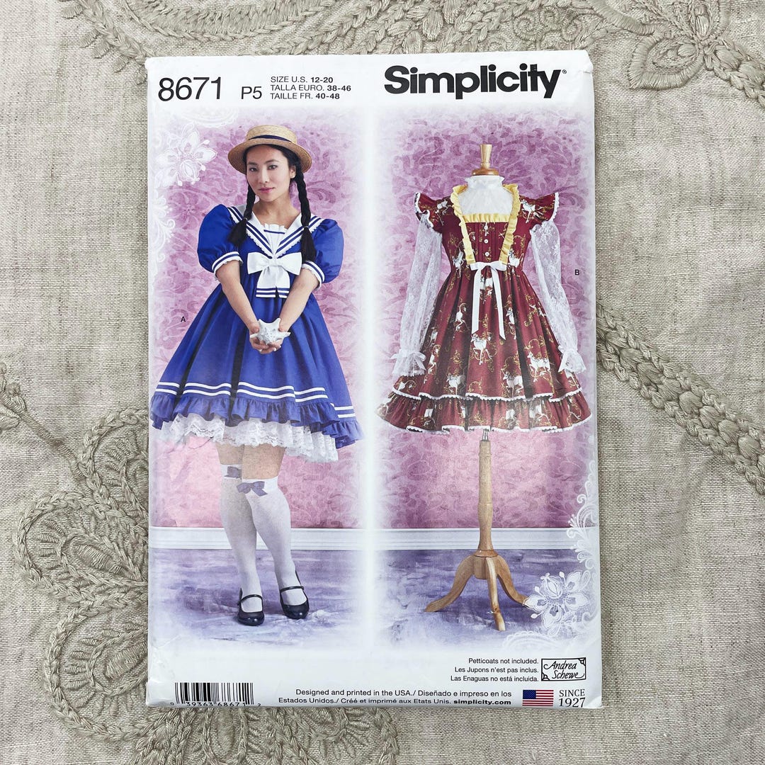 Simplicity 8671 - Lolita Sailor Costume Pattern - Size 12-20 (34-42 ...