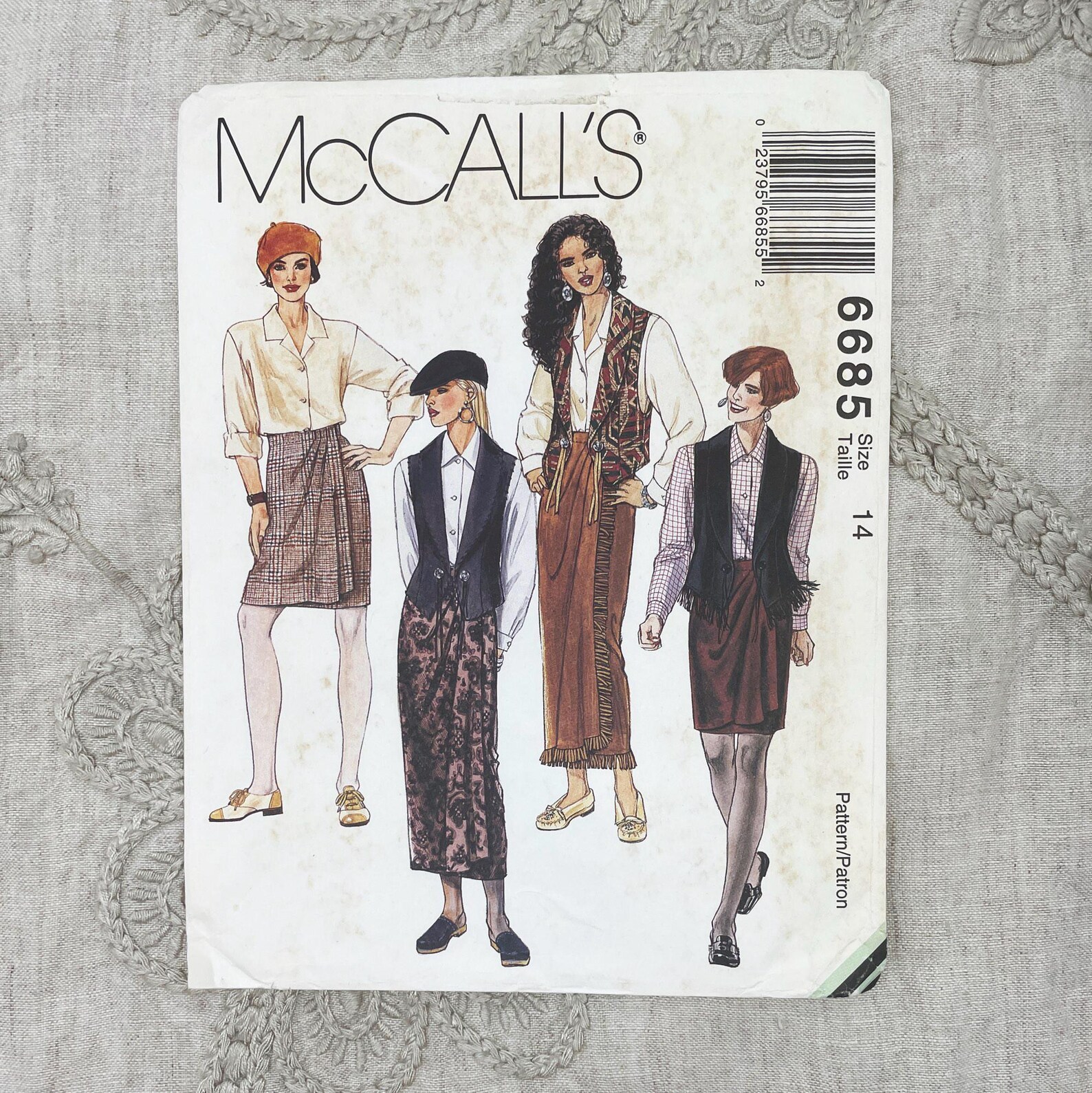 Mccall's 6685 - 1990s Wrap Skirt, Vest and Blouse Sewing Pattern - Size ...