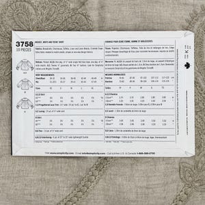 Simplicity 3758 - Front Lacing Poet Shirt Pattern - Size XS-XL (30-48 ...