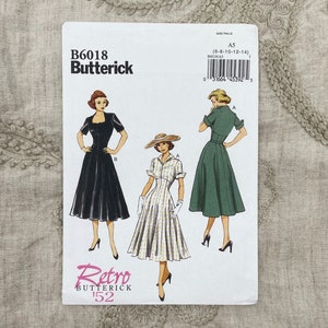 Butterick 6018 Reissued 50s Fit and Flare Empire Waist Dress Pattern ...