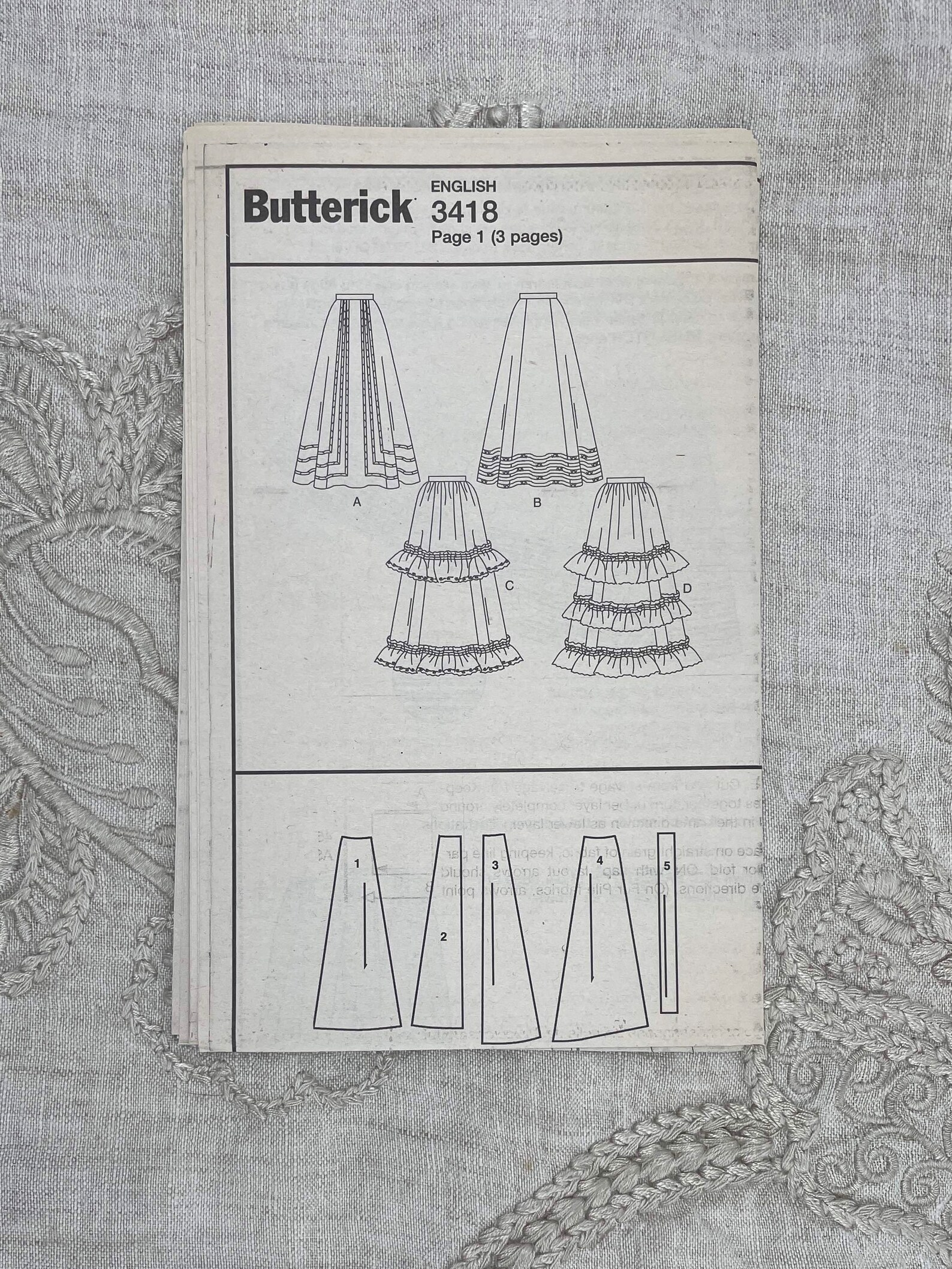 Butterick 3418 Victorian Bustle Walking Skirt Pattern Size - Etsy