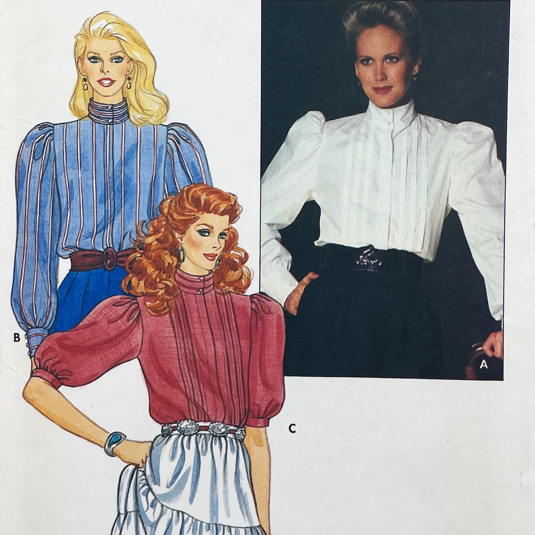 Butterick 4689 High Neck, Puff Sleeve, Victorian Style Blouse Sewing ...
