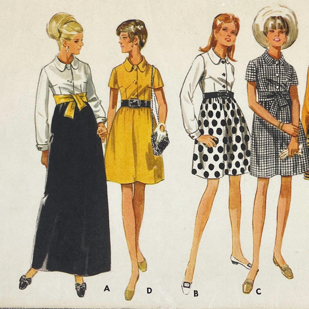 Butterick 4832 - 1960s High-waist Elegant Dress Pattern - Size 12 (34 ...