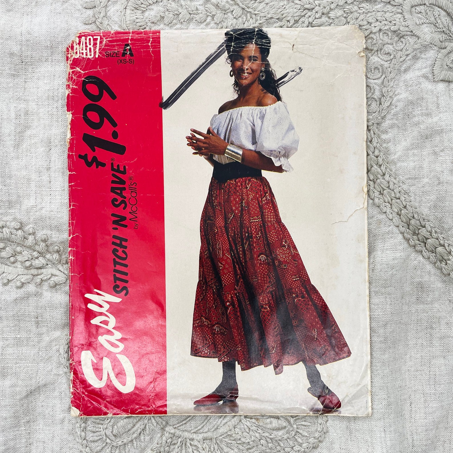 Mccall's 6487 - 1990s Off-the-shoulder Peasant Blouse and Tiered Skirt ...
