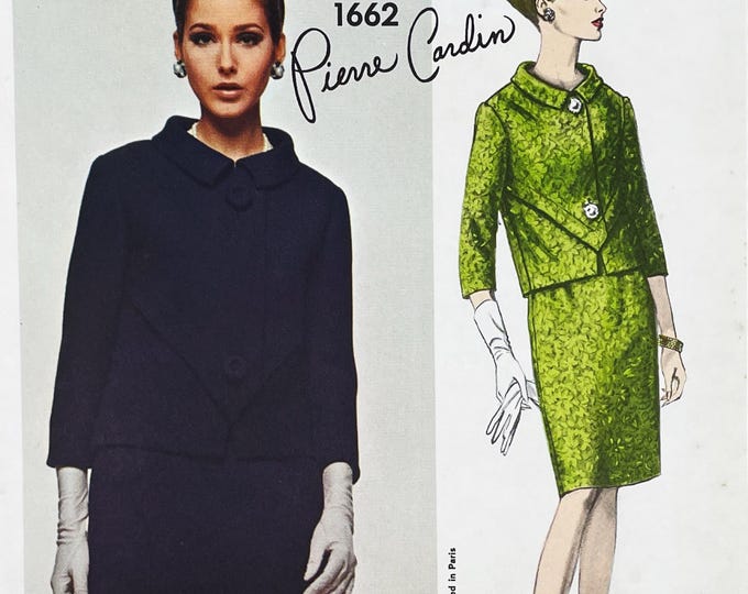 Vogue 1662 - Pierre Cardin 1960s Suit Pattern With V-detailing - Size ...