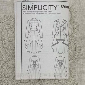 Simplicity 9086 Steampunk Pirate Coat Pattern Size 6-14 or Size 14-22 ...