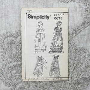 Simplicity 8399 - Titanic Edwardian Dress Pattern With an Empire Waist - Size 10-14 or Size 16 ...