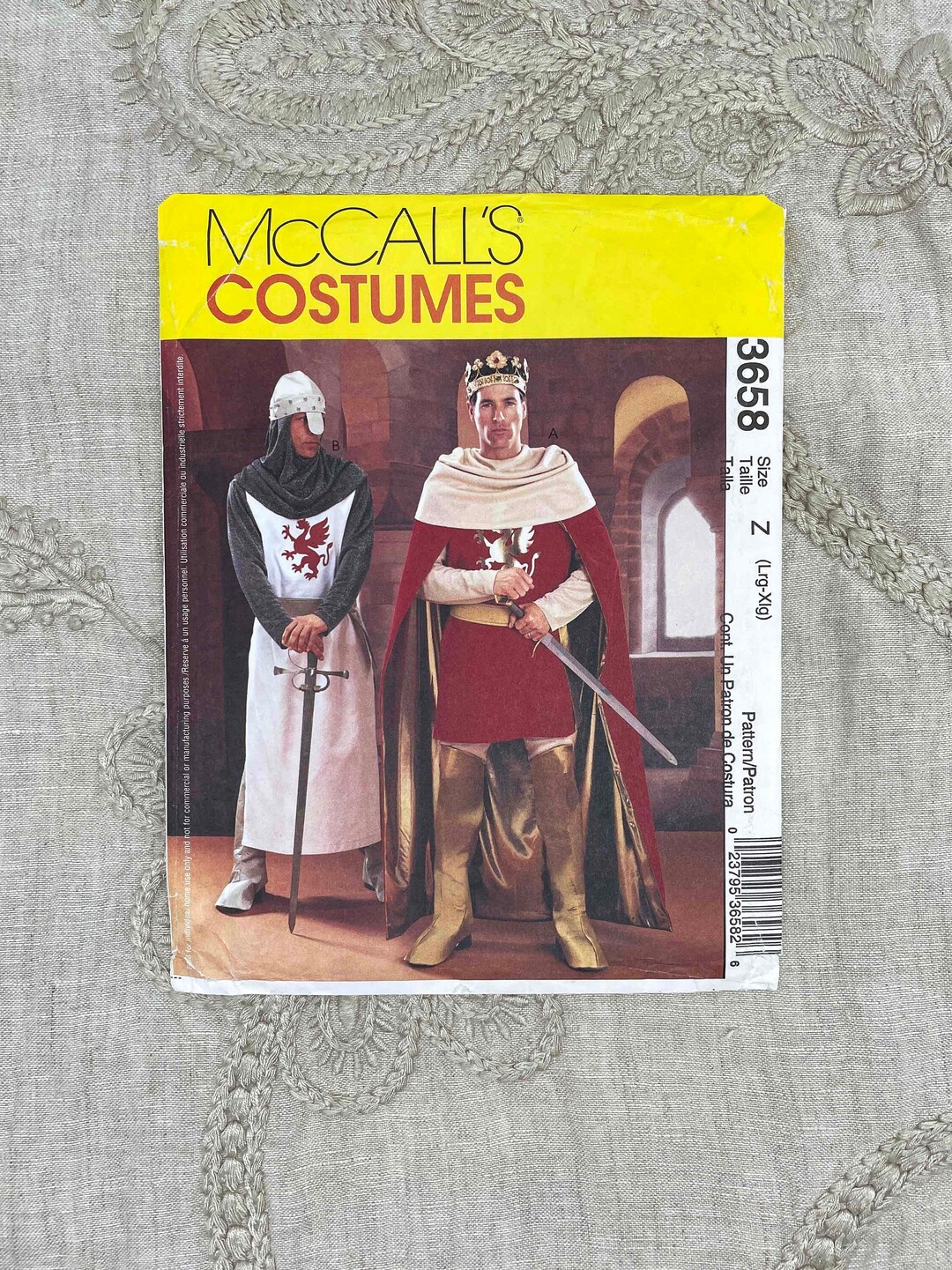 Mccall's 3658 Medieval King and Knight Costume Pattern - Etsy