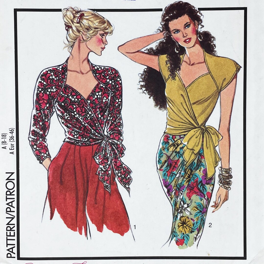 Style 1740 - 1990 Queen Anne Wrap Blouse Pattern - Size 8-18 (31.5-40") - Uncut (FF) - Etsy
