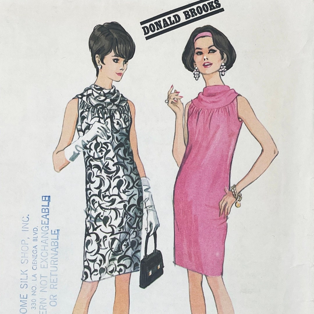 Mccall's 8620 - Donald Brooks 1960s Yoked Cowl Dress Pattern - Size 16 ...