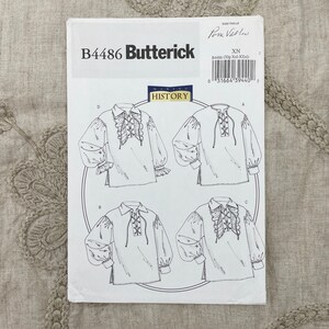 Butterick 4486 Front Lacing Poet Shirt Pattern With Collar and Ruffle ...