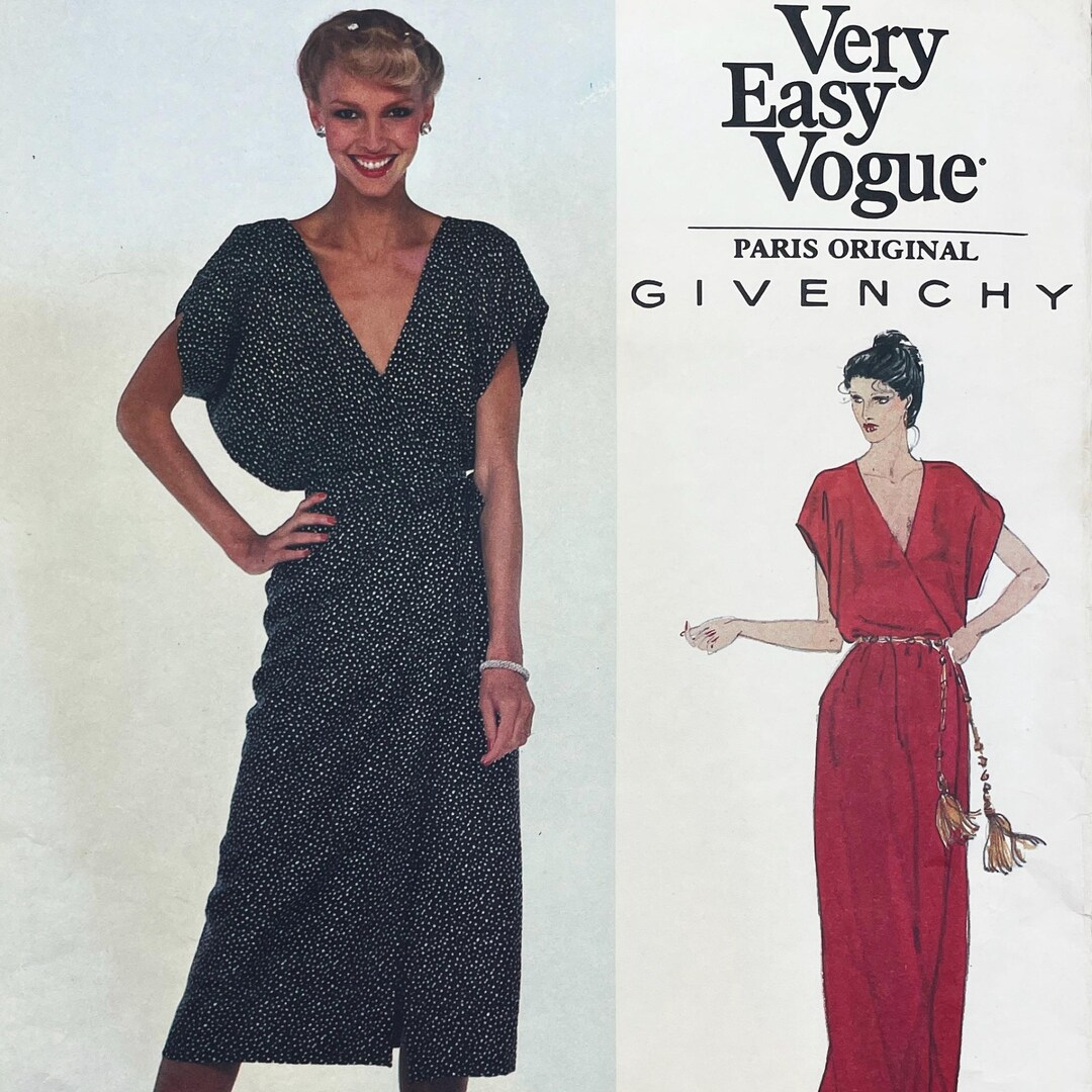 Vogue 2042 cut Short Givenchy 1970s Plunge Front Wrap Dress Pattern ...