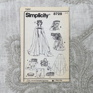 Simplicity 8728 Medieval Cape and Headpieces Pattern One Size Uncut FF ...