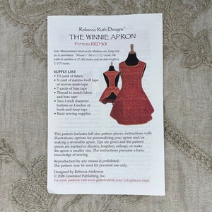 Rebecca Ruth Designs 301 Winnie Retro-style Apron With T Back Size M-L ...