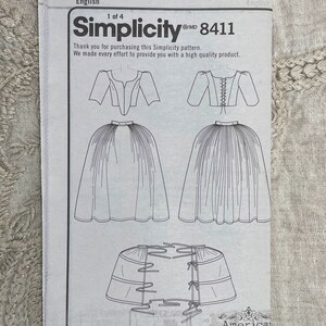 Simplicity 8411 18th C. Robe Du Cour and Panniers Pattern shown in Blue ...
