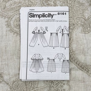 Simplicity 8161 18th Century Cosplay Pattern Size 14-22 Uncut FF - Etsy