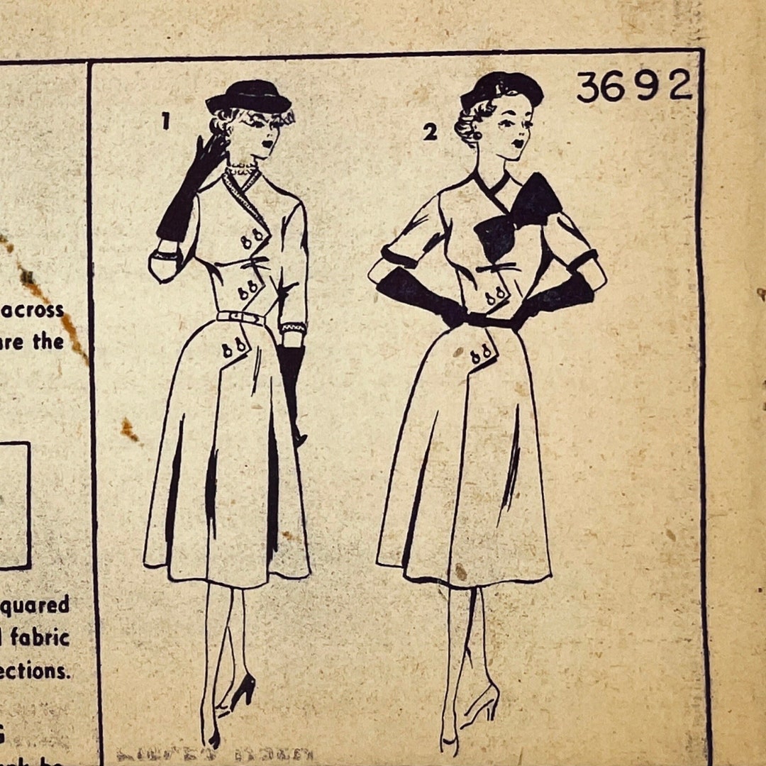 Simplicity 3692 Rare 1950's Zig-zag Dress With Detachable Bow Trim Size ...