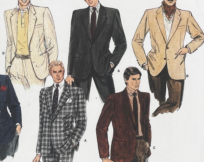 Vogue 1269 - 1980s Men's Semi-fitted Suit Jacket Pattern - Size 40 (40 ...