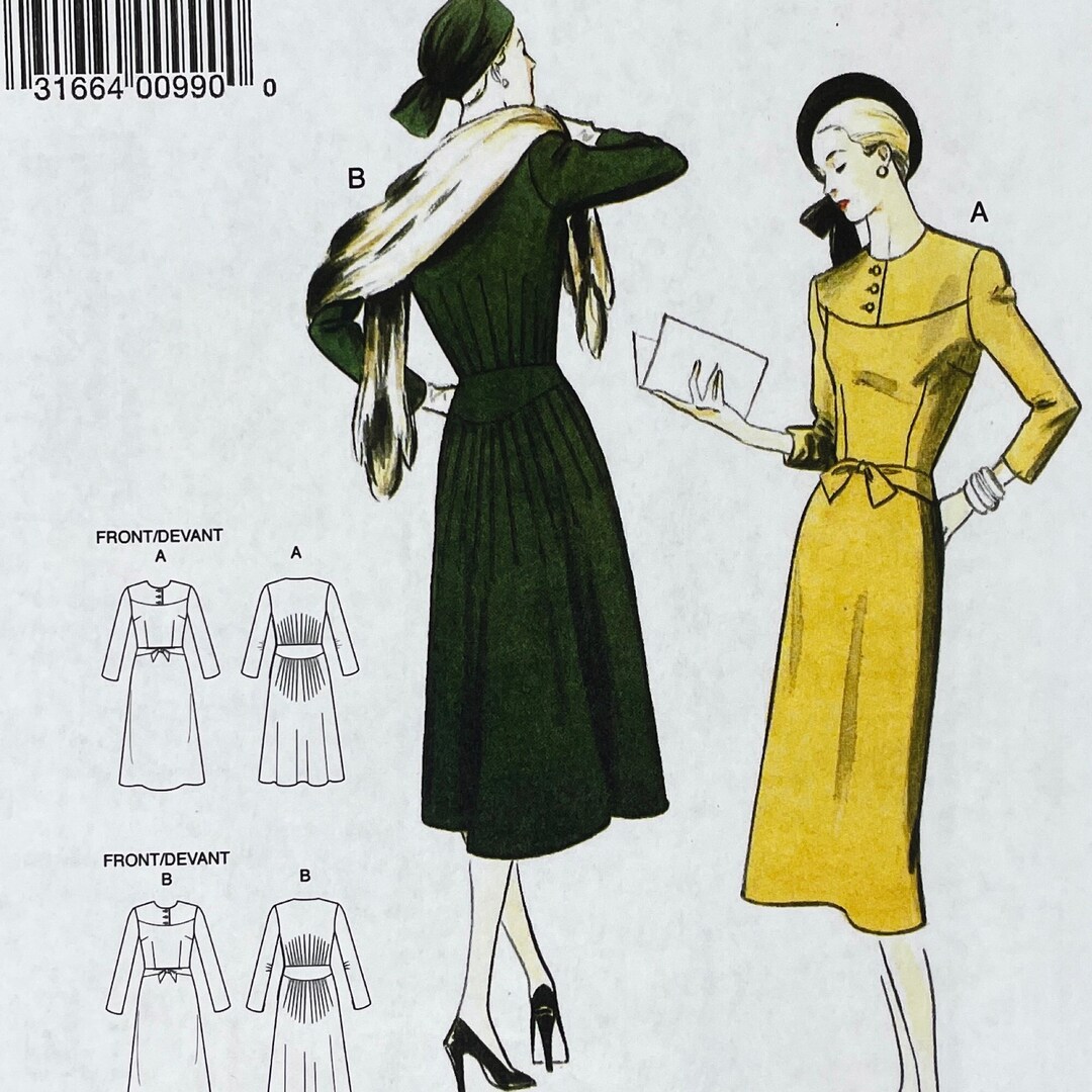 Vogue 9346 - Reissued 1940s Yoke Dress Pattern With Starburst Back ...