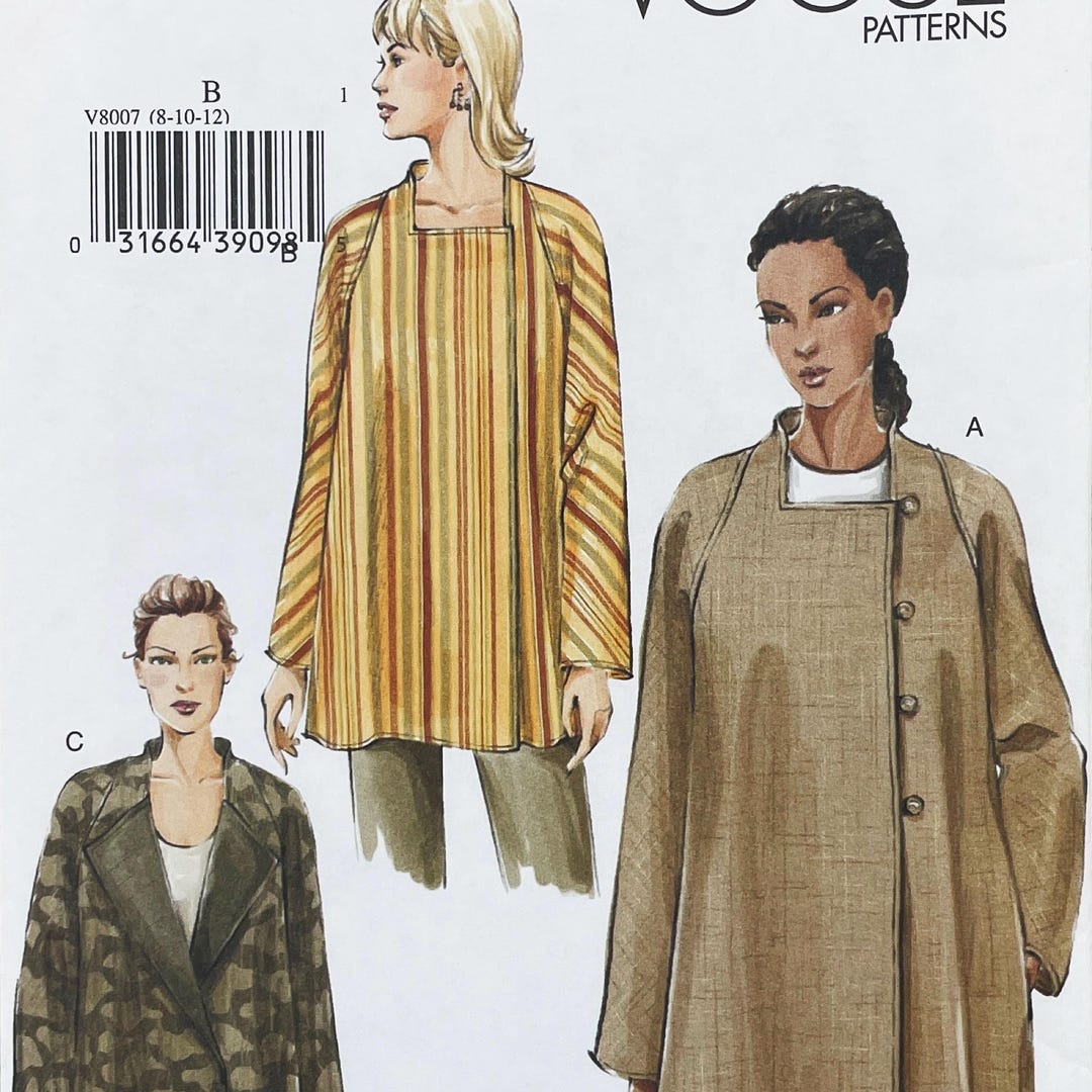 Vogue 8007 - Y2K Loose Asymmetrical Jacket Pattern - Size 8-12 (31.5-34 ...