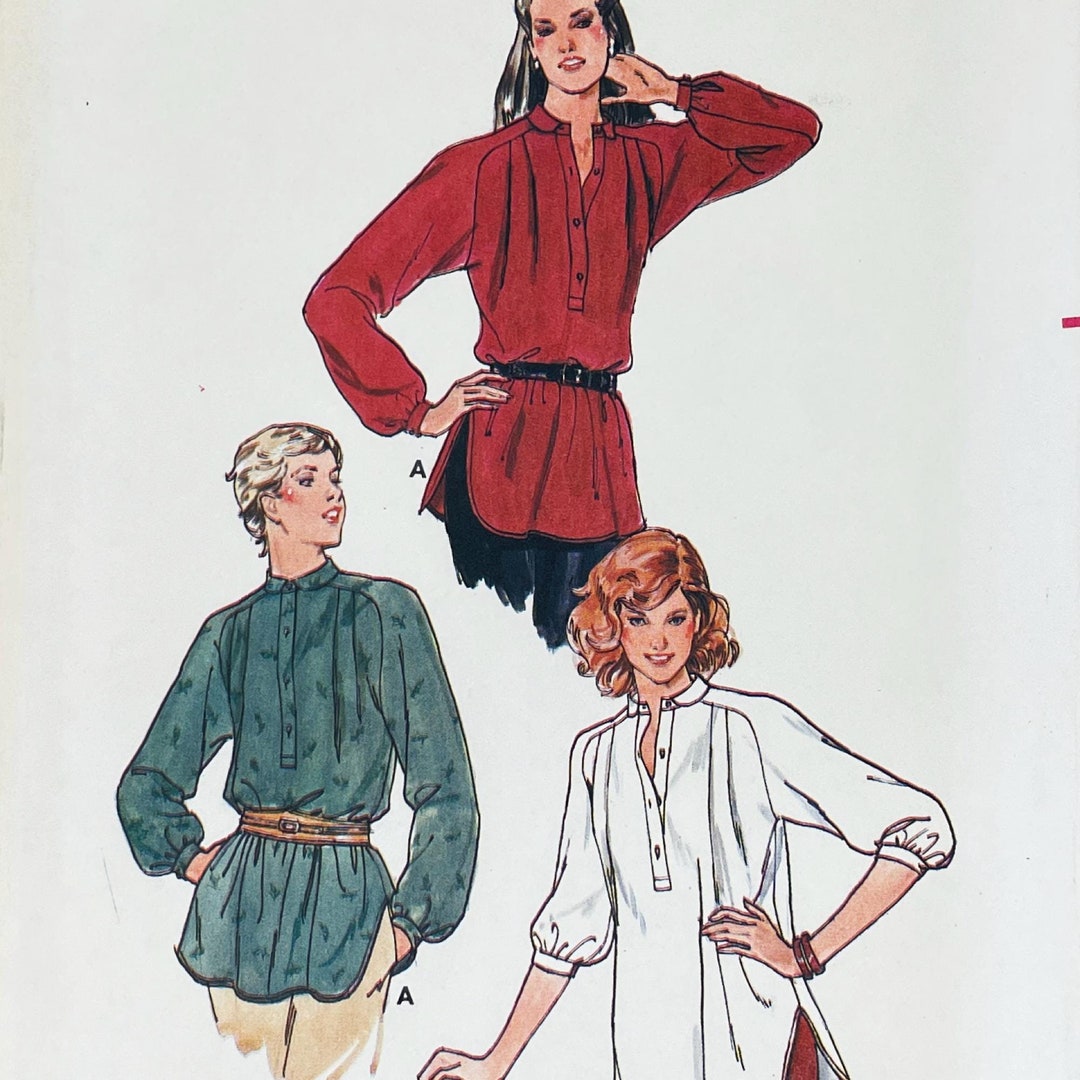 Butterick 6754 - 1980s Oversized Banded Shirt Pattern With Dolman ...