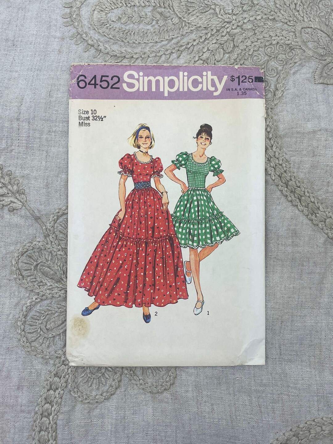 Simplicity 6452 1970s Cottagecore Prairie Peasant Dress - Etsy