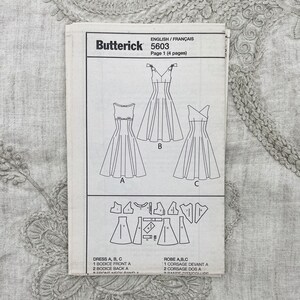 Butterick 5603 Reissued 1950s Surplice Empire Dress Pattern With Full ...