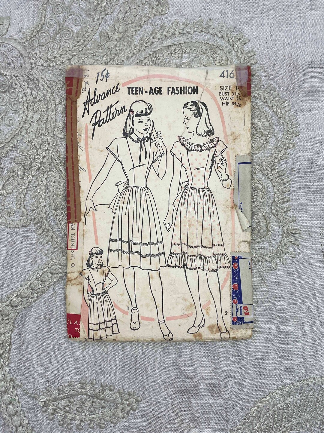 Advance Pattern 4162 Original 1940s Teen Fashion Dress Pattern Size 14 ...