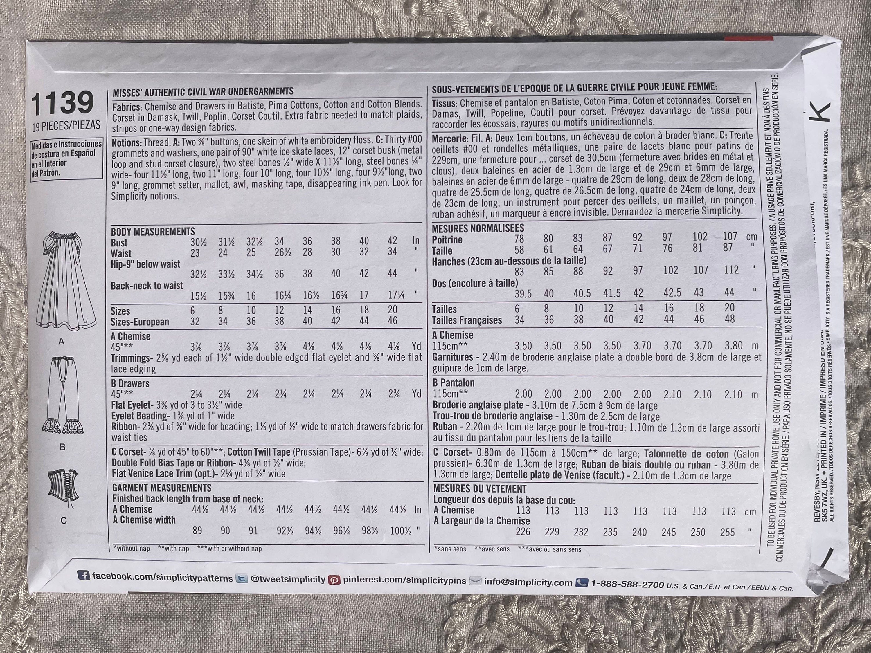 Simplicity 1139 Authentic Civil War Undergarments Pattern - Etsy