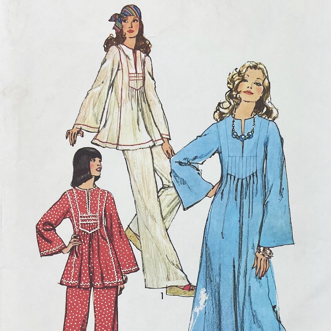 Simplicity 6044 1970s Kaftan in Two Lengths and Pants Pattern Size 10 32.5 Uncut FF - Etsy